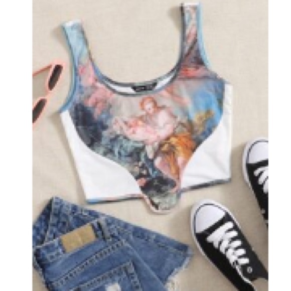 SHEIN | Tops | Nwt Renaissance Greek Corset Style Crop Tank | Poshmark